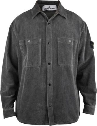 Stone Island Homme, Chemises, Gris, Taille: 2XL Comfort Fit Cotton Corduroy 800 Overshirt