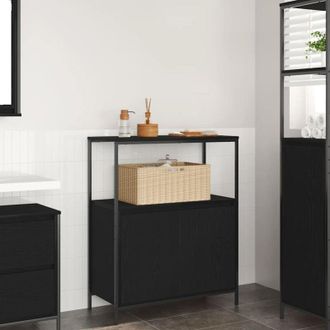 vidaXL Vidaxl - Meuble de salle de bain avec &eacute;tag&egrave;res ch&ecirc;ne noir 76,5x35x95 cm