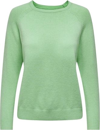Only Damen Melierter Strickpullover | Langarm Oberteil Rundhals Basic | Knit Sweater Regular Fit ONLLESLY, Farben:Hellgr&uuml;n, Gr&ouml;&szlig;e:L