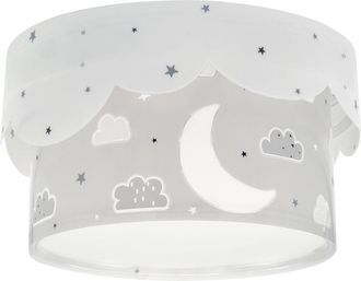 Dalber Deckenlampe kinderzimmer, Deckenleuchte für Kinder Moon Mond und Sterne Grau, Deckenlampe Kinderzimmer, 61236E, E27