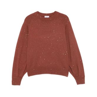 Brunello Cucinelli Femme, Pulls, Brun, Taille: 42 FR Pull Col Rond Marron