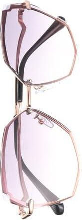 Supvox Lunettes de Soleil Polygonales Ocean Piece Monture en M&eacute;tal Rose Dor&eacute; Verres Teint&eacute;s Gris et Rose Accessoires de Protection Solaire pour Plage et Acti