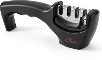 Oleio Oleio Messerschärfer 4-in-1 System | Manuelles Messer Schleifgerät mit festem 20° Winkel für europäische Küchenmesser | Diamant-, Wolframcarbid- & Ker