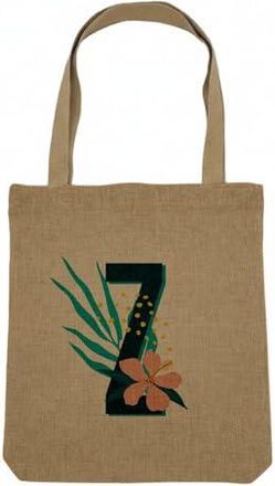 Fabulous Sac Shopping Tote Bag Aspect Lin - Z Zoe Zea Lettre Pr&eacute;nom Fleurs Tropicale Exotique - Sac de Courses Toile Epaisse 360g Beige Naturel Cabas Port&eacute; Epa