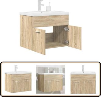 vidaXL Vidaxl - Waschbeckenunterschrank Einbaubecken Wasserhahn Sonoma-Eiche
