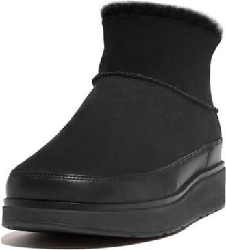 FitFlop Femme Gen-FF Ultra-Mini Bottes en Peau de Mouton Double Face Bottine, Tout Noir, 36 EU