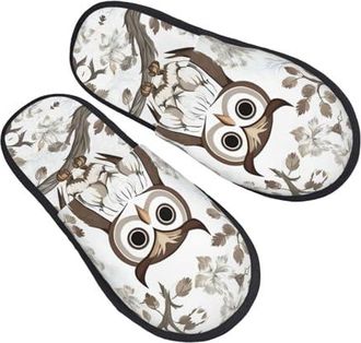 Generic Pantoufles Moelleuses Impression White Owl Slippers L&eacute;g&egrave;res Doux Chausson Pour Homme Int&eacute;rieur Femme M