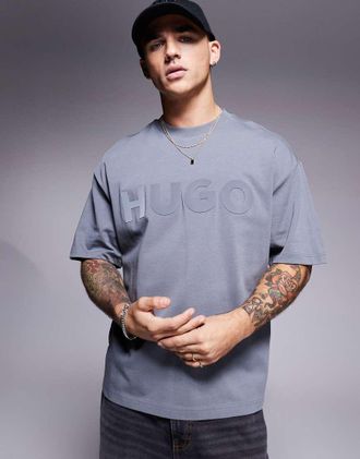 HUGO BOSS HUGO Red - Dinkee - T-shirt oversize avec logo sur le devant - Gris