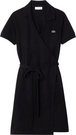 Lacoste Wickelkleid f&uuml;r Damen, V-Ausschnitt, kurz&auml;rmlig (Schwarz)