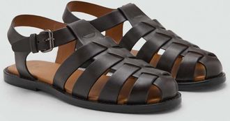 Mango Sandales M&eacute;duse 100 % cuir marron - Homme - 39 - MANGO MAN