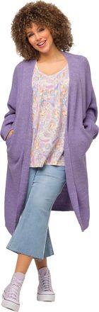 Ulla Popken Damen Long, Eggshape, Oversized, Fledermausarm Strickjacke, Lavendel, 50-52
