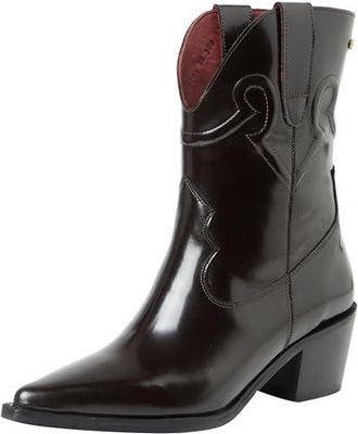 Fred De La Bretoniere Femme Jolie Western Bottines à la Cheville, Marron foncé, 42 EU
