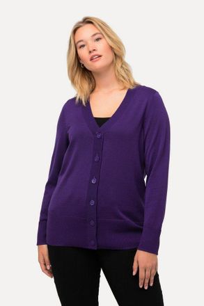 Ulla Popken Strickjacke Strickjacke V-Ausschnitt Knopfleiste Feinstrick