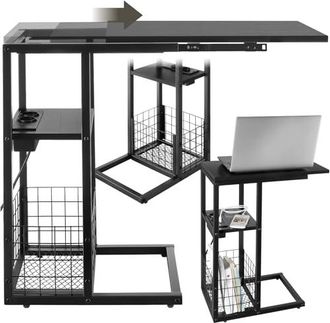 TecTake TecTake Table dappoint pour Ordinateur Portable 50-73 x 30 x 61,5 cm Table de Nuit Moderne Bout de canape Tables de Salon Meuble dappoint pour Salon, 