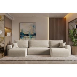 KAISER Ecksofa mit schlaffunktion und bettkasten, Sofa U-form, Couch U-form capri Poso Beige