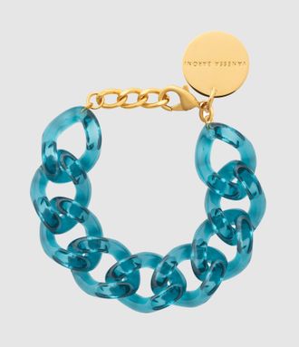Vanessa Baroni Bracelet Flat Chain Clear Teal