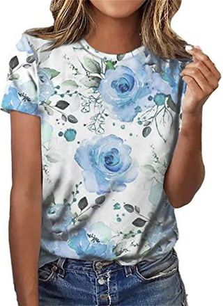 Generic T-shirt d&eacute;t&eacute; pour femme, t-shirt &agrave; manches courtes, chemisier d&eacute;contract&eacute;, t-shirt d&eacute;t&eacute;, haut d&eacute;contract&eacute;, t-shirt d&eacute;t&eacute;, v&ecirc;tements pour adolescentes, 