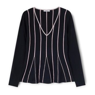 Motivi Pullover mit ausgestelltem Schnitt und Streifenmuster - - Knitwear - Damen - Schwarzk - M