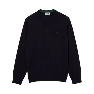 Lacoste Merino Wool Monochrome V Neck Pullover - - Sweatshirts & Hoodies - Herren - Blau - L