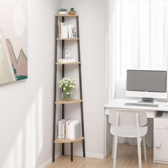 vidaXL Vidaxl - tag&egrave;re dangle 5 niveaux Marron clair et noir 45,5x31,5x180 cm