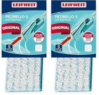 Leifheit Wischpad Picobello S Cotton Plus f&uuml;r Bodenwischer Picobello S, Wischbezug f&uuml;r hartn&auml;ckigen Schmutz, Wischmopp f&uuml;r Stein- und Fliesenb&ouml;den (Packung mit