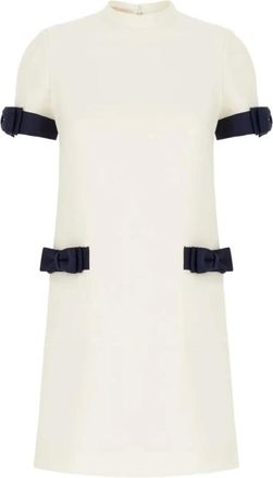 Valentino Garavani Femme, Robes, Blanc, Taille: 40 FR Embroidered Crepe Couture Short Dress