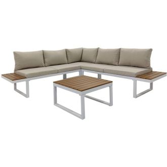Mobili Rebecca Garten-Loungeset Rebecca Mobili Toog 65x134,5x61 Aluminium Polywood Wei&szlig; Braun Modern SET 2 St&uuml;ck Zu montieren