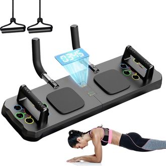 Generico Trainingsbrett f&uuml;r zu Hause, multifunktionales Liegest&uuml;tzbrett mit Timer, multifunktional, verstellbar, mit rutschfestem Griff, &Uuml;bungsstange f&uuml;r Zuhau