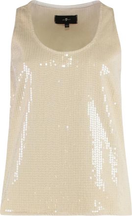 7 For All Mankind sequin-embellishment thank top - Nude