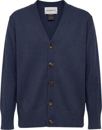 Amaranto V-Ausschnitt Strickjacke - - Knitwear - Herren - Blau - L
