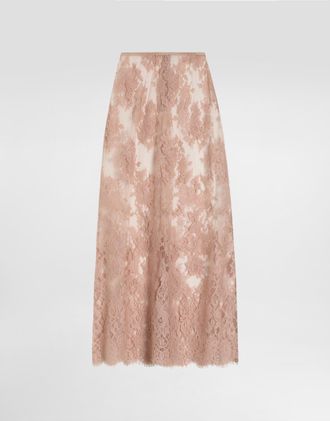 Dolce & Gabbana Chantilly Lace Midi Skirt - Frau R&ouml;cke Pink 44