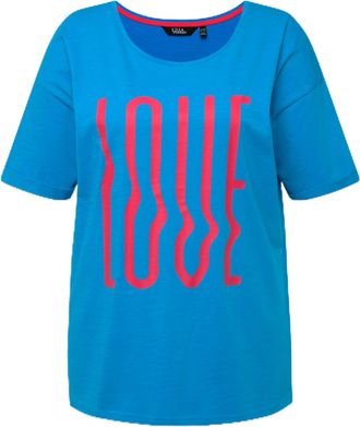 Ulla Popken Damen Mit Schriftzug Druck, Oversize Dori 829291 T-Shirt, Saphirblau, 42-44 EU