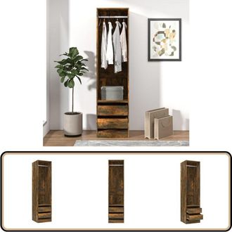vidaXL Kleiderschrank mit Schubladen Räuchereiche 50x50x200 cm - Holzschrank - Kleiderschrank - Rauchereiche - Wohnzimmermöbel - Garderobe