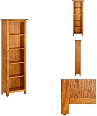 vidaXL Vidaxl - B&uuml;cherregal 5 F&auml;cher 45x22x140 cm Massivholz Eiche - BucheRegal - Holzm&ouml;bel - Eichendielen - Wohnzimmereinrichtung - B&uuml;cheraufbewahrung