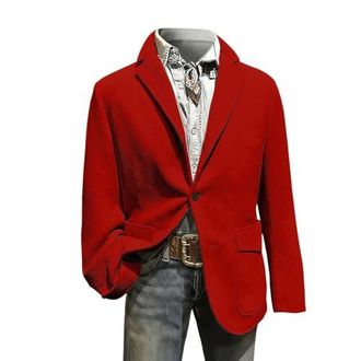 Generic Blazer intelligent en velours côtelé pour homme - Coupe ajustée - Couleur unie - Léger - Avec poches - Couleur unie - Manches longues - Boutonnage sim