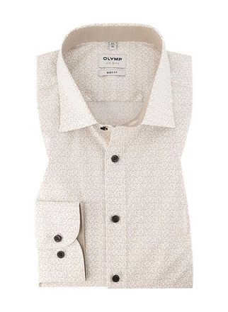 Olymp Herren Hemd beige Baumwoll-Stretch