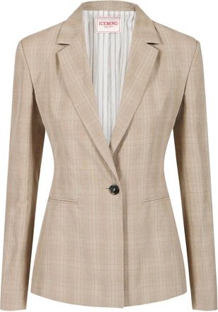 Iceberg Femme, Vestes, Beige, Taille: 36 FR Veste &agrave; Carreaux Crois&eacute;e