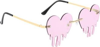 Garneck Lunettes de Soleil sans Monture Forme Coeur Violettes, 1 Pi&egrave;ce, Lunettes de F&ecirc;te Cr&eacute;atives Plage et Soir&eacute;e, Accessoire Mode Original et L&eacute;ger