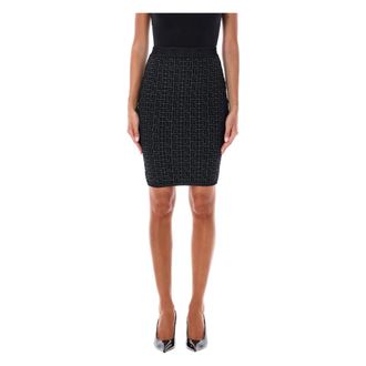 Balmain Femme, Jupes, Noir, Taille: 38 FR Jupe Chic Monogram 3D Noir Argent