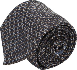 Ferragamo Cravate en soie imprim&eacute; Gancini - Homme - Accessoires - Brun - Taille: ONE Size