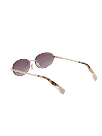 Furla SFUB29 Metal Oval Sunglasses - Beige