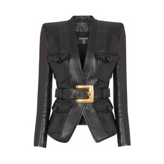 Balmain Femme, Vestes, Noir, Taille: 34 FR Veste &agrave; Ceinture &agrave; Un Bouton