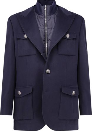 Brunello Cucinelli Veste en laine vierge avec gilet int&eacute;rieur matelass&eacute; - Homme - Vestes - Bleu - Taille: XL