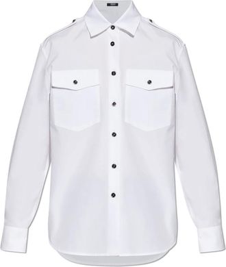 Versace Femme, Blouses et Chemises, Blanc, Taille: 40 FR Chemise Regular en Popeline de Coton
