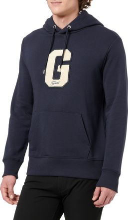 GANT Herren G Badge Hoodie Kapuzenpullover, Evening Blue, XXL