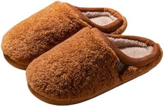 Generic Pantoufles en coton pour femme - Antid&eacute;rapantes - Chaudes - Marron - 40-41