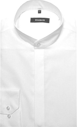 Huber Stehkragenhemd verdeckte Knopfleiste weiß 100% Baumwolle 5XL
