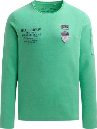 Camp David Herren Pullover mit Print, Patches und &Auml;rmeltasche Flight Green, XXXL