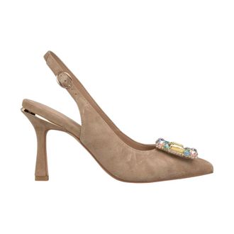 Alma En Pena Slingback-Pumps mit Multicolor-Strassschnalle - - Shoes - Damen - Beige - 38 EU