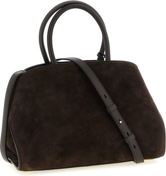 Ferragamo Gancini Buckle Suede Top Handle Bag - Brown